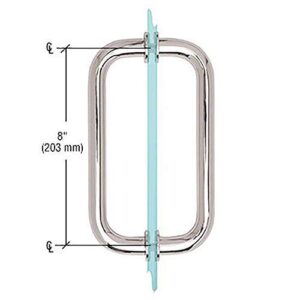 Dynasty Hardware 8" Back to Back Tubular Shower Door Pull for Frameless Shower Doors, Polished Chrome, with Trim Washers