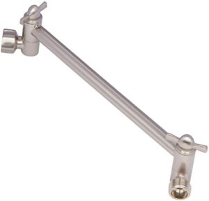 adjustable shower head extension arm - 10 inch brass shower arm extender hardware - brushed nickel