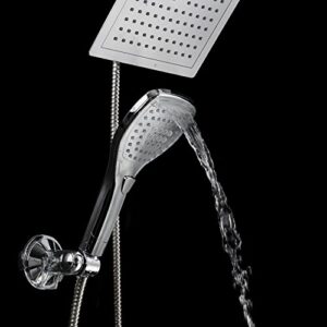 Dream Spa Ultra-Luxury 9" Rainfall Shower Head/Handheld Combo. Convenient Push-Button Flow Control Button for easy one-handed operation. Switch flow settings with the same hand! Premium Chrome