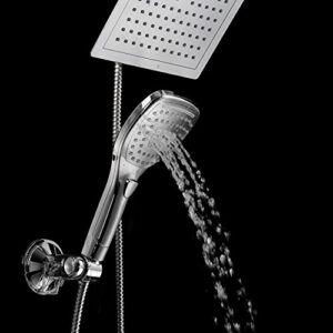 Dream Spa Ultra-Luxury 9" Rainfall Shower Head/Handheld Combo. Convenient Push-Button Flow Control Button for easy one-handed operation. Switch flow settings with the same hand! Premium Chrome