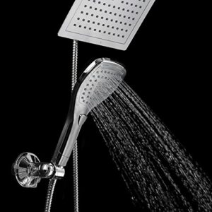 Dream Spa Ultra-Luxury 9" Rainfall Shower Head/Handheld Combo. Convenient Push-Button Flow Control Button for easy one-handed operation. Switch flow settings with the same hand! Premium Chrome