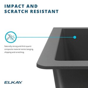 Elkay Quartz Classic ELGULBO3322BK0 Black Offset 60/40 Double Bowl Undermount Sink with Aqua Divide