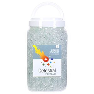 Ultra Clear, 1/4" Tempered Fire Glass in Diamond Starlight | 10 Pound Jar, by Celestial Fire Glass