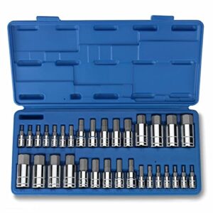 32 pc master allen wrench bit kit hex key for ratchet socket tool sae metric set