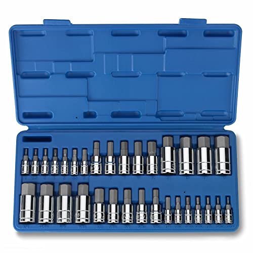 32 PC MASTER ALLEN WRENCH BIT KIT HEX KEY FOR RATCHET SOCKET TOOL SAE METRIC SET