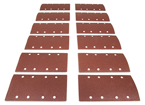 WEN 6313SP 1/3 Sheet Sander Hook-and-Loop Sandpaper (12 Pack), Assorted Grits