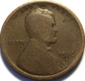 1916 d lincoln wheat cent penny seller good