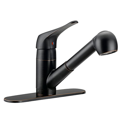 Designers Impressions 651762 Oil Rubbed Bronze Single Handle Kitchen Faucet - Kitchen Sink Faucet with Pull-Out Sprayer