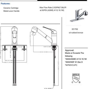 Designers Impressions 651762 Oil Rubbed Bronze Single Handle Kitchen Faucet - Kitchen Sink Faucet with Pull-Out Sprayer