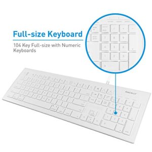 Macally 104 Key USB Wired Keyboard and Mouse Combo with Apple Shortcut Keys for Mac, iMac, Macbook, and Windows PC (MKEYECOMBO), White