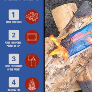 EZ FIRE FIRESTARTER for Fireplace, Campfire, or Grills. Safe, All Purpose, Effective, Waterproof, Windproof Fire Starter Gel Packets for Indoor or Outdoor Use. 50 Pack