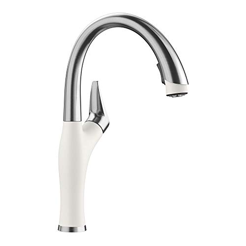 BLANCO, White 442036 ARTONA Color-Coordinated Pull-Down Dual Spray Kitchen Faucet, 1.5 GPM