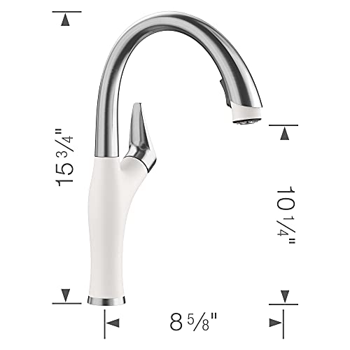 BLANCO, White 442036 ARTONA Color-Coordinated Pull-Down Dual Spray Kitchen Faucet, 1.5 GPM