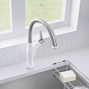 BLANCO, White 442036 ARTONA Color-Coordinated Pull-Down Dual Spray Kitchen Faucet, 1.5 GPM