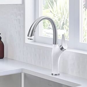 BLANCO, White 442036 ARTONA Color-Coordinated Pull-Down Dual Spray Kitchen Faucet, 1.5 GPM