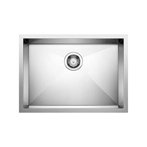 blanco single bowl 442079 quatrus r0 medium ada undermount kitchen sink, satin