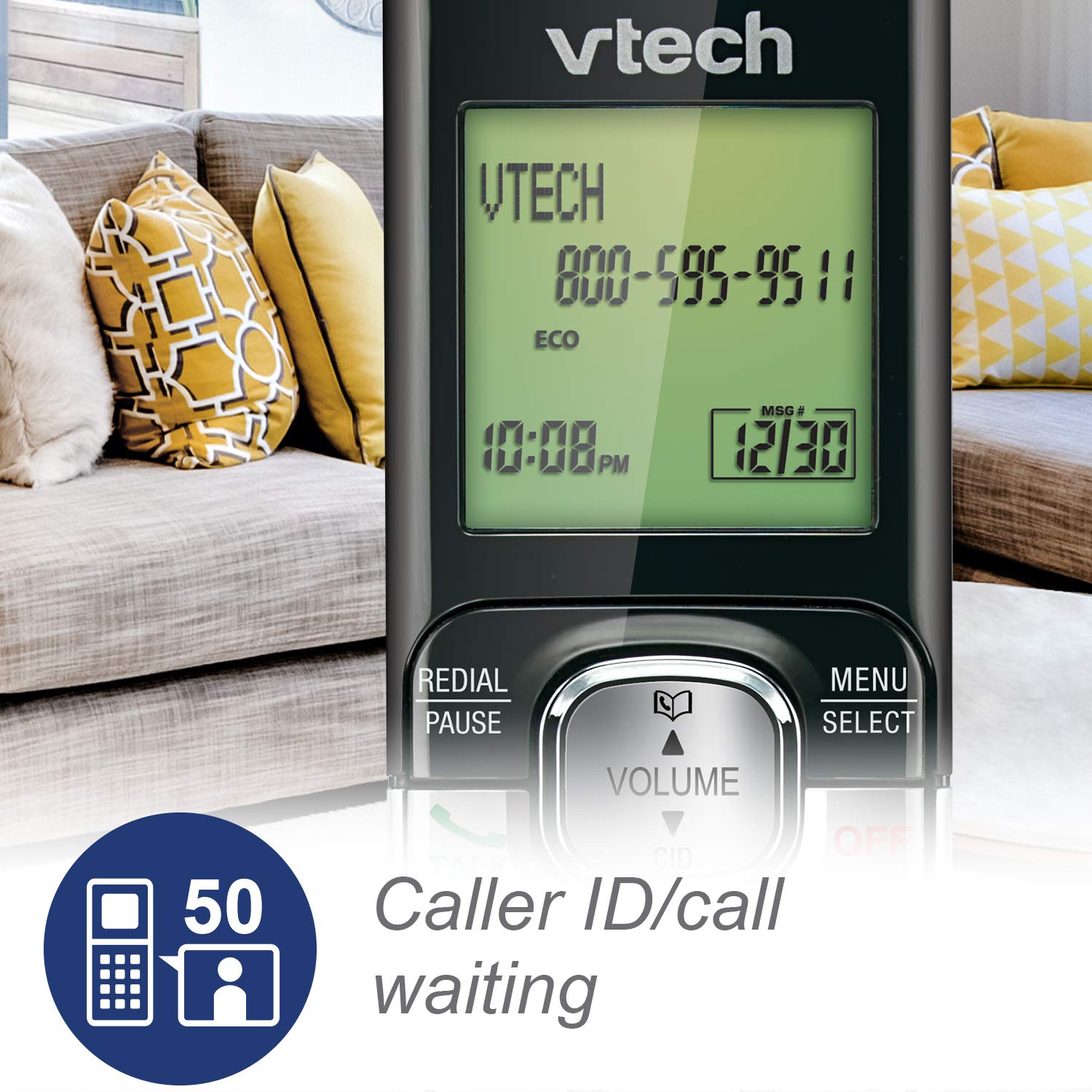 VTech CS6529-4B 4-Handset DECT 6.0 Cordless Phone with Answering System and Caller ID, Expandable up to 5 Handsets, Wall-Mountable, Blue/Green/Red/Silver