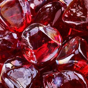 ruby - fire glass diamonds for indoor and outdoor fire pits or fireplaces | 10 pounds | 1 inch