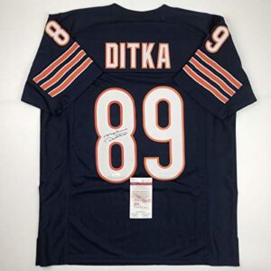 Autographed/Signed Mike Ditka Chicago Blue Football Jersey JSA COA