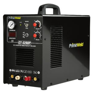 primeweld pilot arc 50a plasma cutter, 200a tig/stick welder combo, multipurpose welding machine for home or jobsite use with 1/2-inch clean cut, plasma cutter, tig welder and stick welder, ct520dp