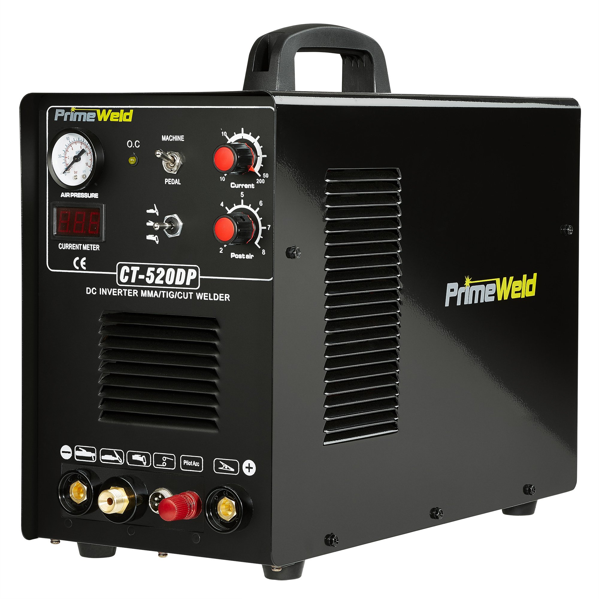 PrimeWeld Pilot Arc 50A Plasma Cutter, 200A TIG/Stick Welder Combo, Multipurpose Welding Machine for Home or Jobsite Use with 1/2-inch Clean Cut, Plasma Cutter, TIG Welder and Stick Welder, CT520DP