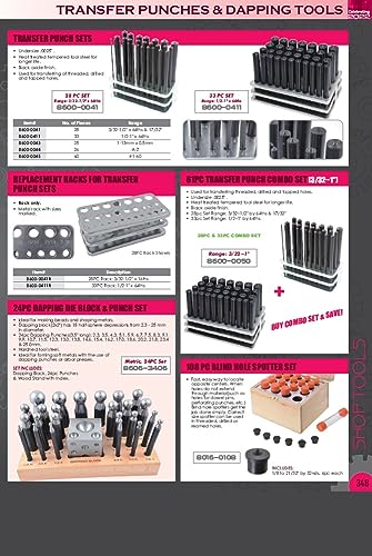 HHIP 8600-0041 28 Piece Transfer Punch Set, 3/32" - 1/2"