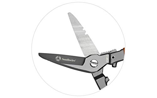 Southwire - ESP-1 Tools & Equipment ESP1 Electrician Scissors DataComm Snips, Durable Serrated Blade, Built in Notches, Precise Control, Textured Grip Handle for Added Comfort, Nickle Finished Plate