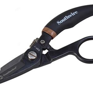 Southwire - ESP-1 Tools & Equipment ESP1 Electrician Scissors DataComm Snips, Durable Serrated Blade, Built in Notches, Precise Control, Textured Grip Handle for Added Comfort, Nickle Finished Plate