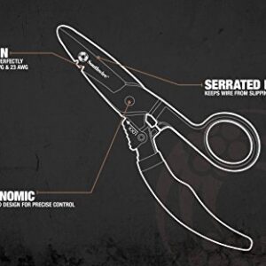 Southwire - ESP-1 Tools & Equipment ESP1 Electrician Scissors DataComm Snips, Durable Serrated Blade, Built in Notches, Precise Control, Textured Grip Handle for Added Comfort, Nickle Finished Plate