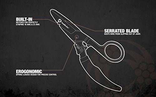 Southwire - ESP-1 Tools & Equipment ESP1 Electrician Scissors DataComm Snips, Durable Serrated Blade, Built in Notches, Precise Control, Textured Grip Handle for Added Comfort, Nickle Finished Plate