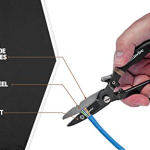 Southwire - ESP-1 Tools & Equipment ESP1 Electrician Scissors DataComm Snips, Durable Serrated Blade, Built in Notches, Precise Control, Textured Grip Handle for Added Comfort, Nickle Finished Plate