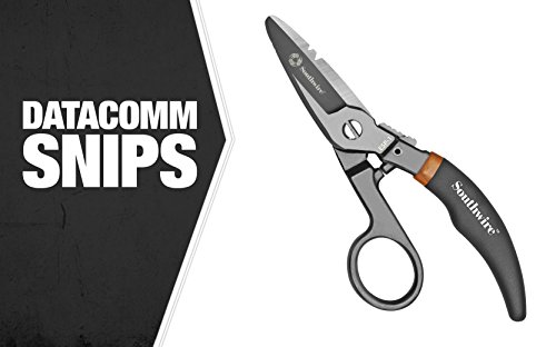 Southwire - ESP-1 Tools & Equipment ESP1 Electrician Scissors DataComm Snips, Durable Serrated Blade, Built in Notches, Precise Control, Textured Grip Handle for Added Comfort, Nickle Finished Plate