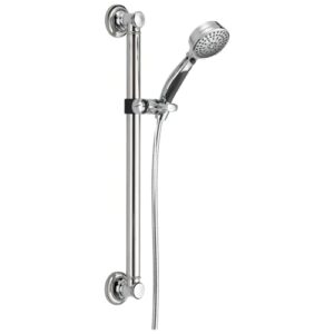 delta faucet 9-spray slide bar hand held shower with hose, chrome handheld shower head, slide bar hand shower, handheld shower, detachable shower head, chrome 51900