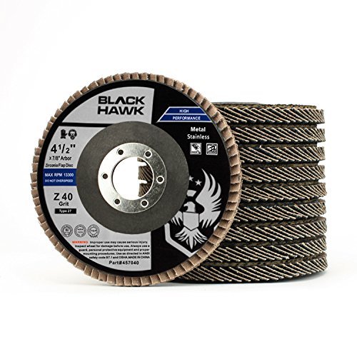 BHA Grinding and Sanding Flap Discs T27, 4-1/2" x 7/8", 40 Grit - 10 Pack