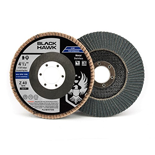 BHA Grinding and Sanding Flap Discs T27, 4-1/2" x 7/8", 40 Grit - 10 Pack