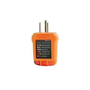 klein tools rt110 outlet tester, ac electrical receptacle tester for north american outlets