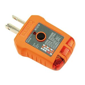 Klein Tools RT210 Outlet Tester, Receptacle Tester for GFCI / Standard North American AC Electrical Outlets, Detects Common Wiring Problems