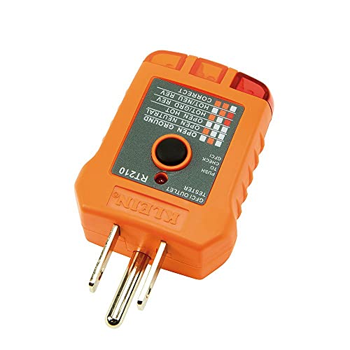 Klein Tools RT210 Outlet Tester, Receptacle Tester for GFCI / Standard North American AC Electrical Outlets, Detects Common Wiring Problems