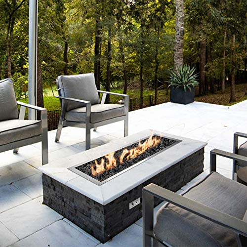 Stanbroil Rectangular Drop-in Fire Pit Pan w/H-Burner Installed, 304 Series SS, 36 by 12-Inch, 150,000 BTU Max