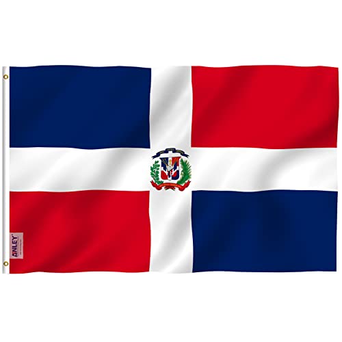 ANLEY Fly Breeze 3x5 Foot Dominican Republic Flag - Vivid Color and Fade proof - Canvas Header and Double Stitched - Dominican National Flags Polyester with Brass Grommets 3 X 5 Ft