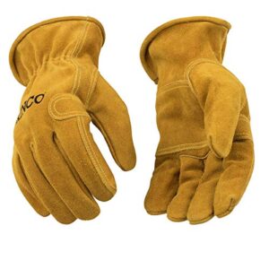 kinco unlined suede cowhide leather work gloves with reinforced palm patch, large