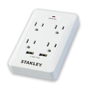 Stanley 33202 SurgeQuad AC and USB Wall Tap, White