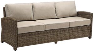 crosley furniture bradenton outdoor wicker patio sofa with cushions - sand