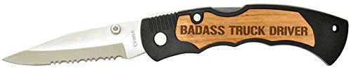 Personalized Gifts Father's Day Gift for Dad Badass Truck Driver Laser Engraved Stainless Steel Folding Pocket Knife