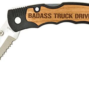 Personalized Gifts Father's Day Gift for Dad Badass Truck Driver Laser Engraved Stainless Steel Folding Pocket Knife