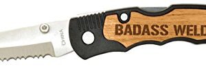 Personalized Gifts Father's Day Gift for Dad Welding Badass Welder Laser Engraved Stainless Steel Folding Pocket Knife