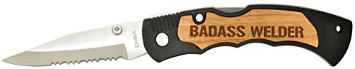 Personalized Gifts Father's Day Gift for Dad Welding Badass Welder Laser Engraved Stainless Steel Folding Pocket Knife