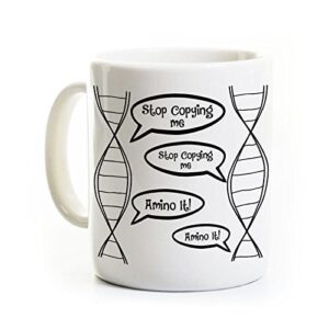 dna biology coffee mug - stop copying me, amino it - ceramic mug 11 oz