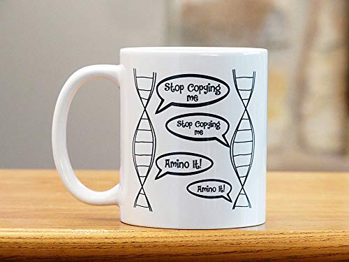 DNA Biology Coffee Mug - Stop Copying Me, Amino It - Ceramic Mug 11 Oz