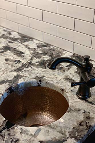 Premier Copper Products BR12DB2 12-inch Round Hammered Copper Bar Sink with 2-inch Drain Opening